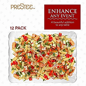 Prestee 12 Plastic Serving Trays 9x13 Inches Rectangular Disposable Serving Trays and Platters for Parties, Clear Plastic Tray for Food, Trays for Serving Food, Party Platters and Trays (12-Pack)