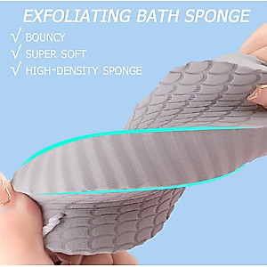 3 PCS Magic Exfoliating Bath Sponge,3D Super Soft Exfoliating Bath Sponge,Exfoliating Sponge Remover Dead Skin for Adults Children and Women,Reusable(Blue+Pink+Gray)