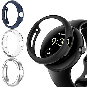 Tiorecime 4 Pack Case for Pixel Watch 2/Pixel Watch, Premium Shockproof Hard PC Protective Cover, All-Around Edge Bumper Compatible with Pixel Watch 2