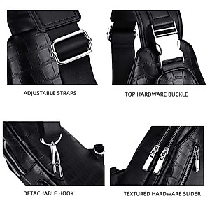 Mens Leather Sling Bag Chest Shoulder Bag,Waterproof Crossbody Chest Bag,Sling Backpack With Usb Charging Port One Shoulder Bag