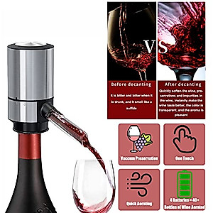 ANDRSAN Electric Wine Aerator, Wine Dispenser Pump Set with Retractable Tube, Portable One-Touch Wine Decanter, Best Gift for Wine Lovers or Own Use, Suitable for Travel/Home