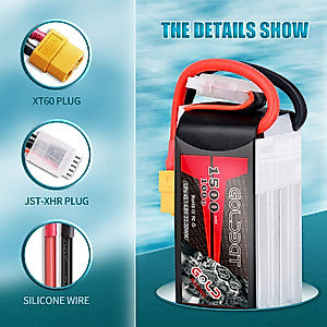 GOLDBAT 4S 1500mAh 100C 14.8V LiPo Battery Pack with XT60 Plug for Heli Airplane Drone FPV Racing (2 Packs)