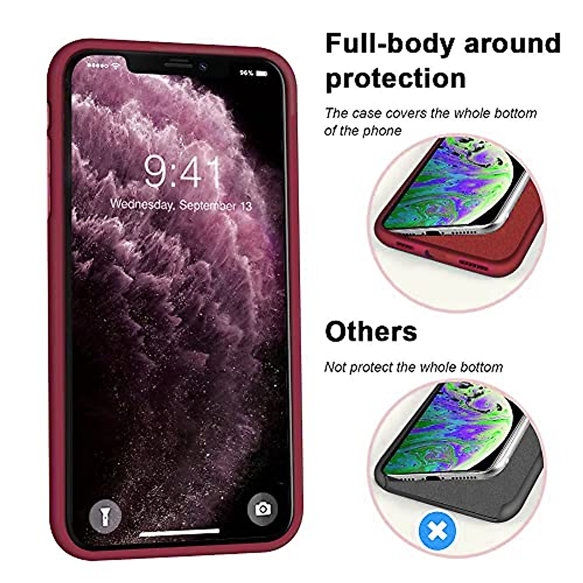 Vooii for iPhone XR Case with Kickstand | Baby Grade Liquid Silicone | 10ft Drop Tested Protective, Microfiber Lining Shockproof Full-Body Cover Case for iPhone XR (WineRed)