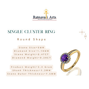 RATNAVALI ARTS 925 Sterling Silver Single Cluster Round Wedding & Engagement Ring with Natural Gemstones (Ruby)