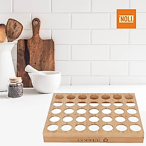 NOLI - Bamboo coffee pod organizer for drawers can hold up to 35 k cup organizer - coffee station organizer and storage - k cup holder deals for kitchen and office