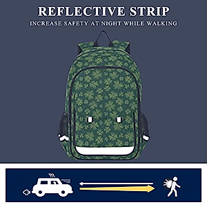 ALAZA Dark Green Clover St Patrick's Day Backpack Bookbag Laptop Notebook Bag Casual Travel Trip Daypack for Women Men Fits 15.6 Laptop