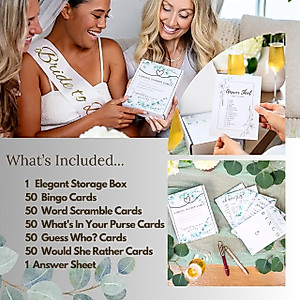 Interactive Bridal Shower Games 50 Guests - Floral Bachelorette Bridal Party Game Activities Cards - Fun Wedding Celebrations Bridal Games for Shower with Bridal Shower Bingo, Word Scramble & More