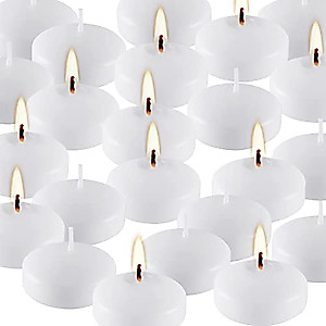 CIPHANDS 10 Hour Floating Candles, 3'' White Unscented Dripless Wax Discs, for Cylinder Vases, Centerpieces at Wedding, Party, Pool, Holiday (24 Set)