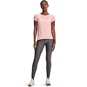 Under Armour Womens HeatGear Armour High No-Slip Waistband Pocketed Leggings , Charcoal Light Heather (019)/White , Small