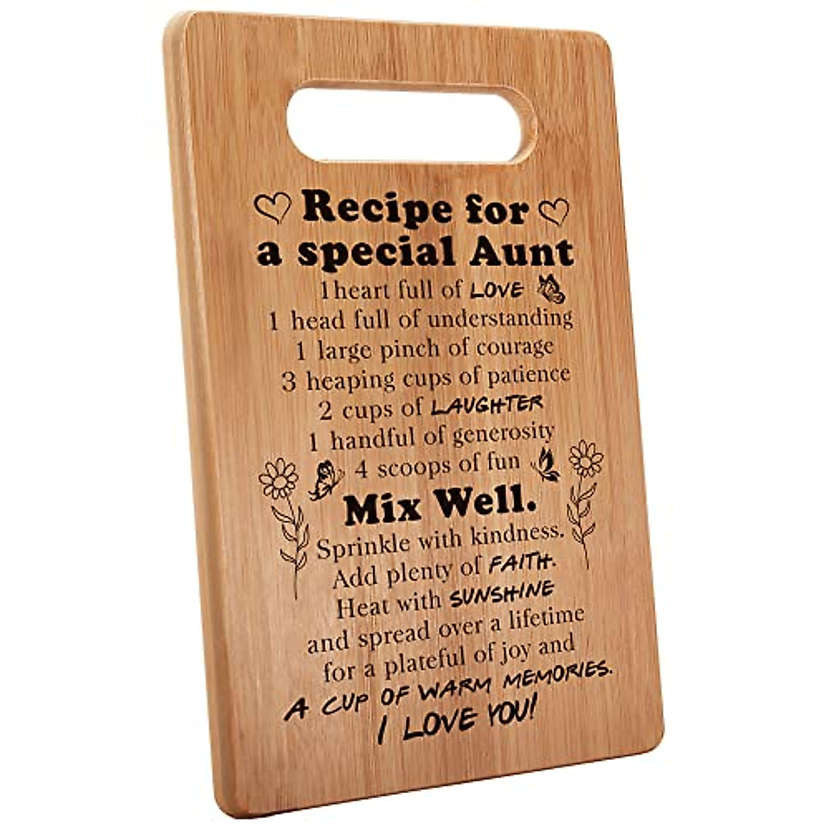 MY-ALVVAYS Aunt Gifts, Gifts for Auntie, Recipe Cutting Board Gift, 7"x11", Double-Sided Use -049