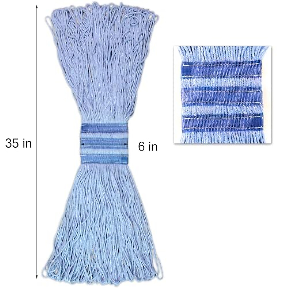 24 oz Loop-End Cotton Mop Head, Heavy Duty Mop Refills, 6 Inch Headband, Mop Head Replacement for Home, Industrial and Commercial Use (Blue)