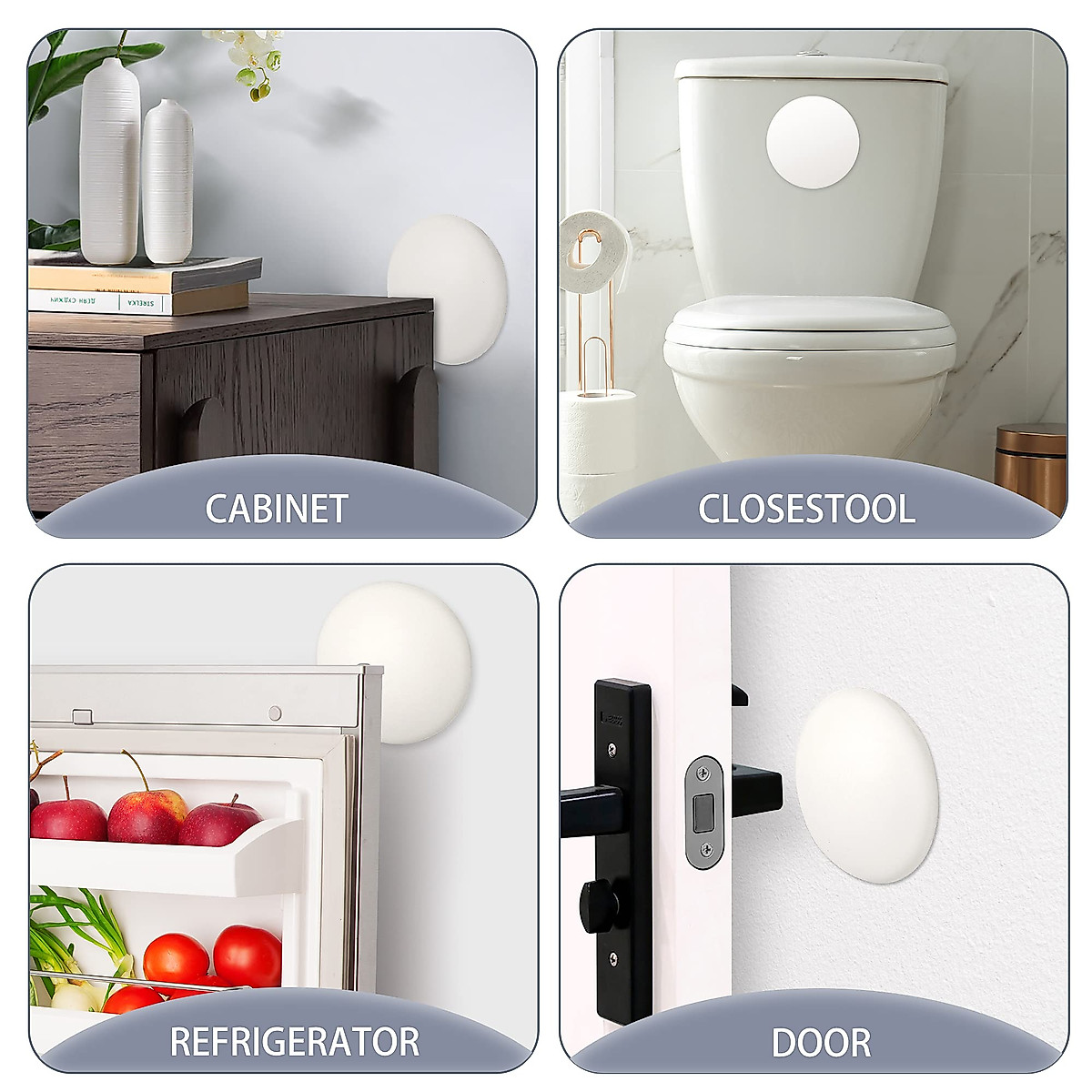 ROMZCPH Door Stopper Wall Protector 4PCS ,3.15" Large Door Handle Bumper, Silicone Wall Protectors from Door Knobs –The Home or Office (White)