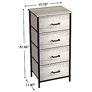 Sorbus Dresser with 4 Faux Wood Drawers - Tall Storage Unit Organizer Tower for Clothes - Bedroom, Hallway, Living Room, Closet, & Dorm Chest Furniture - Steel Frame, Wood Top, Easy Pull Fabric Bins