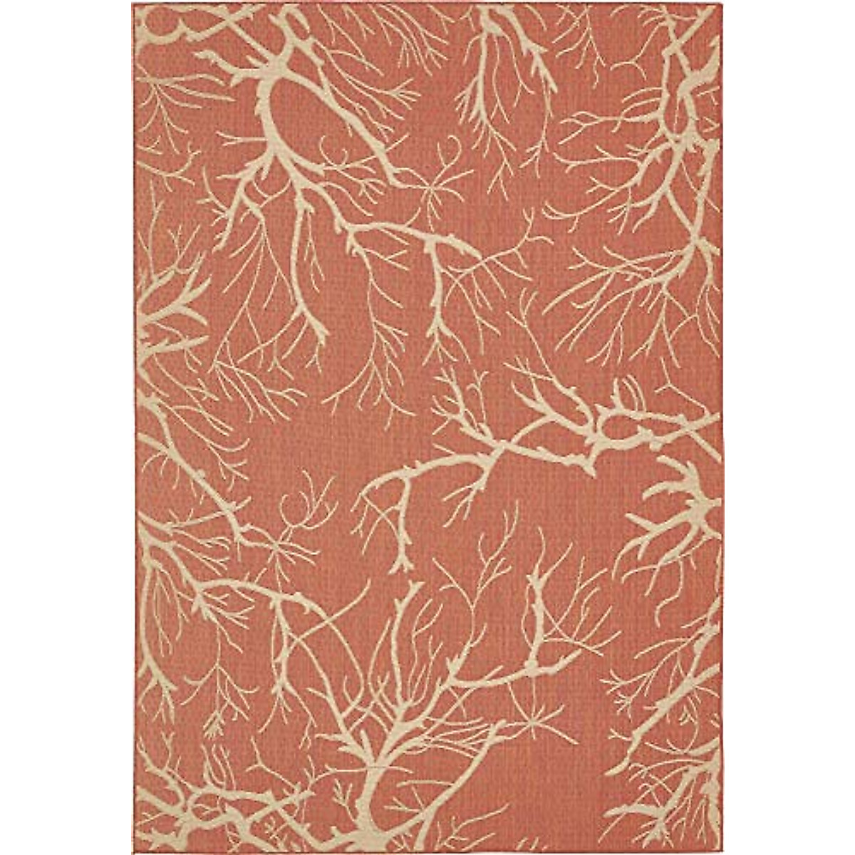 Unique Loom Outdoor Botanical Collection Area Rug - Branch (7' 1" x 10' Rectangle, Terracotta/ Beige)