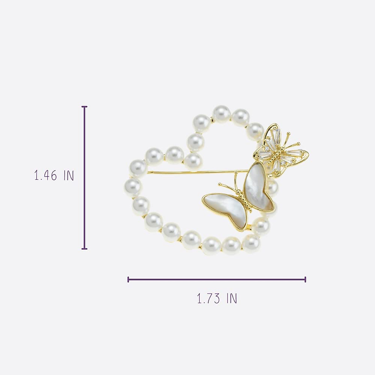 JOYWIKO Brooches and Pins with Pearl and Crystal, Fashion Elegant Lapel Pin Jewelry Gifts for Women, Fashionable Accessories (White Heart)