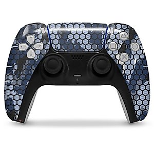 WraptorSkinz Skin Wrap compatible with Sony PS5 DualSense Controller HEX Mesh Camo 01 Blue (CONTROLLER NOT INCLUDED)