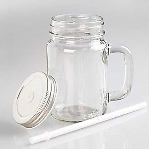 Mason Blank Sublimation transparent clear glass Jar Mugs 430ml with glass handles and straw drinking heat dye transfer 2 pieces