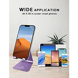 Tobeoneer Adjustable Cell Phone Stand Desk Phone Holder, Mobile Phone Cradle Dock for iPhone 13 12 11 Pro X XS 8 7 6 6s Plus 5 5S Samsung Huawei All Smartphones (Purple)