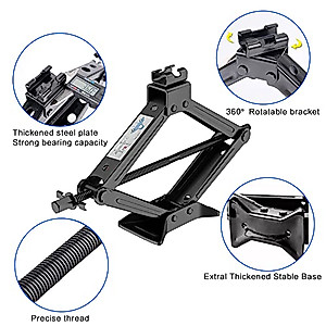 Car Jack Kit, Scissor Jack for Car, Max 2 Ton(4,409lbs) Capacity Car Jack Tire Jack Tool Kit with Saving Effort Ratchet Handle, Steel Scissor Lift Jack Car Kit for Auto