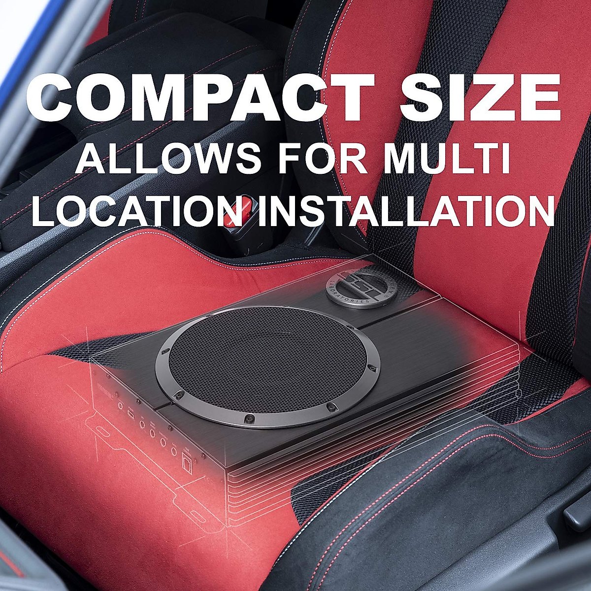 Sound Storm Laboratories LOPRO8 Powered Under Seat Car Subwoofer - 600 Watts Max, Single 2.6 Ohm, Voice Coil, Built in Amp, Low Profile, Remote Subwoofer Control