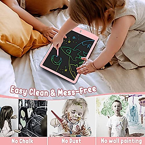 SIXGO LCD Writing Tablet, 2 Pack 10 Inch Colorful Drawing Pad for Kids, Reusable Doodle Board with Erase Button, Educational Gifts for 3 4 5 6 7 Years Old Toddler Boys Girls (Blue&Pink)