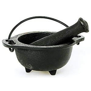 CircuitOffice Cast Iron Cauldron, for Smudging, Cone Incense, Granular Incense, Charcoal Incense, Rituals, Altars, Wicca, Pagan, Decorations or Gifts (3" Diameter Mortar & Pestle Set)