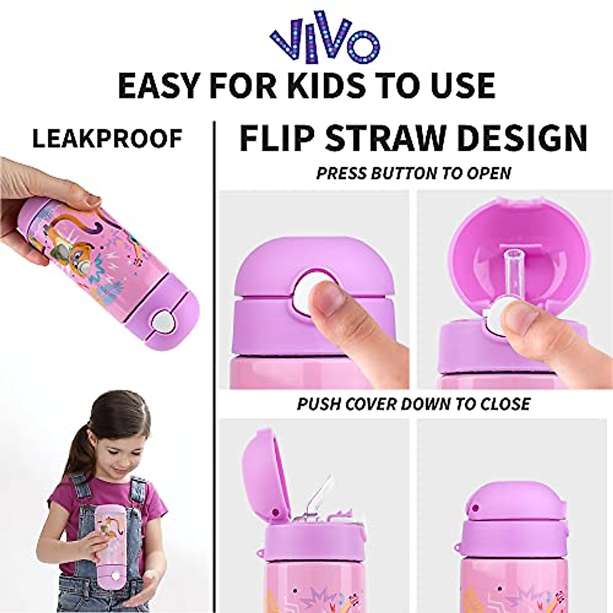 Franco Kids Double Wall Insulated Stainless Steel Water Bottle, 12-Ounce, Sony Vivo