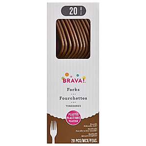 Amscan 8000.111 Premium Heavy Weight Plastic Forks, One Size, Chocolate Brown