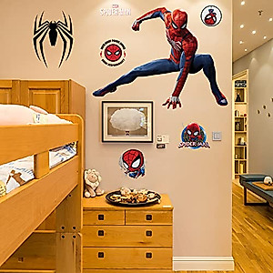 NORDID Spiderman Wall Decals Children's Wall Stickers for Kids Bedroom Living Room Playroom Nursery Wall Decoration DIY Assemble Self-Adhesive PVC (15.7x23.6 in)