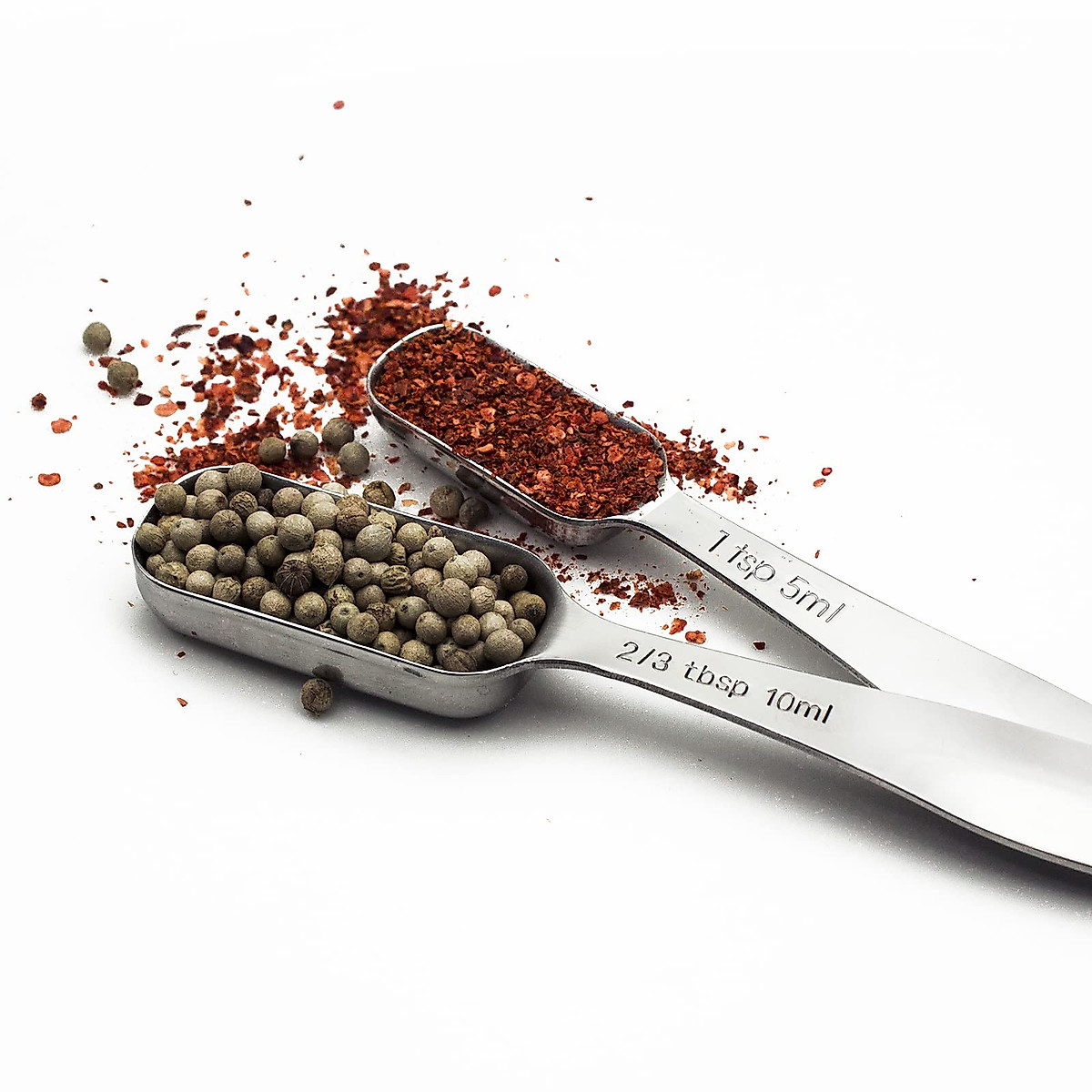 CATOOMUU Measuring Spoons Set of 10, Heavy Duty Stainless Steel Metal Teaspoons Tablespoons, for Dry or Liquid