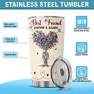 JENOIS Tumbler 20 Oz With Lid And Straw, Best Friend Friendship, Holiday and Christmas Gifts, For Women Tumblers