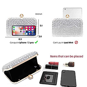 Yokawe Women's Crystals Evening Bag Bling Rhinestone Clutch Purses Tassel Crossbody Bags Bride Wedding Party Prom Handbags (Silver)