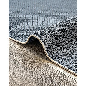 BESPOKY 2'7" x 13'1" - 80 x 400 Cm Jamshedpur Grey Framed Cotton Machine Washable Non Slip Living Room Bedroom Nursery Hallway Indoor Outdoor Area Rug