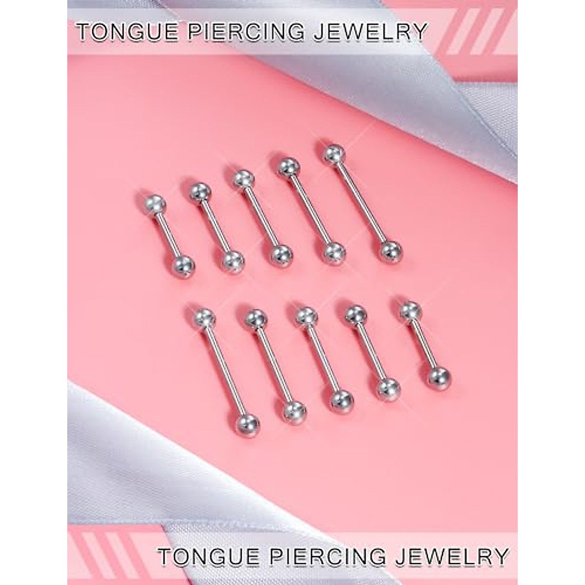 Prjndjw 14G Surgical Steel Nipple Rings Tongue Rings Cartilage Earring Straight Barbell Body Piercing Jewelry for Women Men Length 12MM 14MM 16MM 18MM 22MM BarBell Piercings