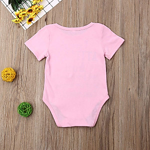 Newborn Infant Baby Girls Cotton Bodysuit Funny Letter Print Romper Jumpsuit Clothes Outfits (Short Sleeve, 0-6 Months)
