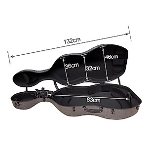 WUQIMUSC Lightweight Carbon Fiber Cello Case 4/4 Full Size, Hard Shell with Wheels, Backpack Straps & Padded Handles, 3.8kg, Durable Stylish Design for Musicians (Black)