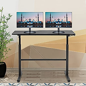Adjustable Standing Desk, 47" Computer Desk Height Converter Large Desktop Stand Up Desk Fit Dual Monitor for Home Office,Black