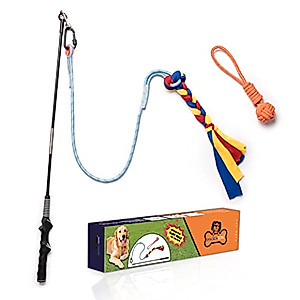 SMATICA Flirt Pole for Dogs - Interactive Dog Toys for Boredom & Stimulating – Lightweight & Sturdy Puppy Toys – Flirt Pole for Dogs Heavy Duty for Dog Training & Exercise (Not for Aggressive Chewers)