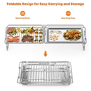 Stanbroil Griddle Warming Rack and Tray for 28" Blackstone Griddle - Foldable Cooking Grate BBQ Accessories Compatible with 28" Blackstone Griddle (Not Work with Hood)