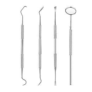 Angzhili Dental Hygiene Tool Set Stainless Steel Dental Probe, Mouth Mirror,Tarter Scraper and Sickle Scaler, Basic Examination Dental Kit Is Ideal for Personal and Pet(6.8 Inch)