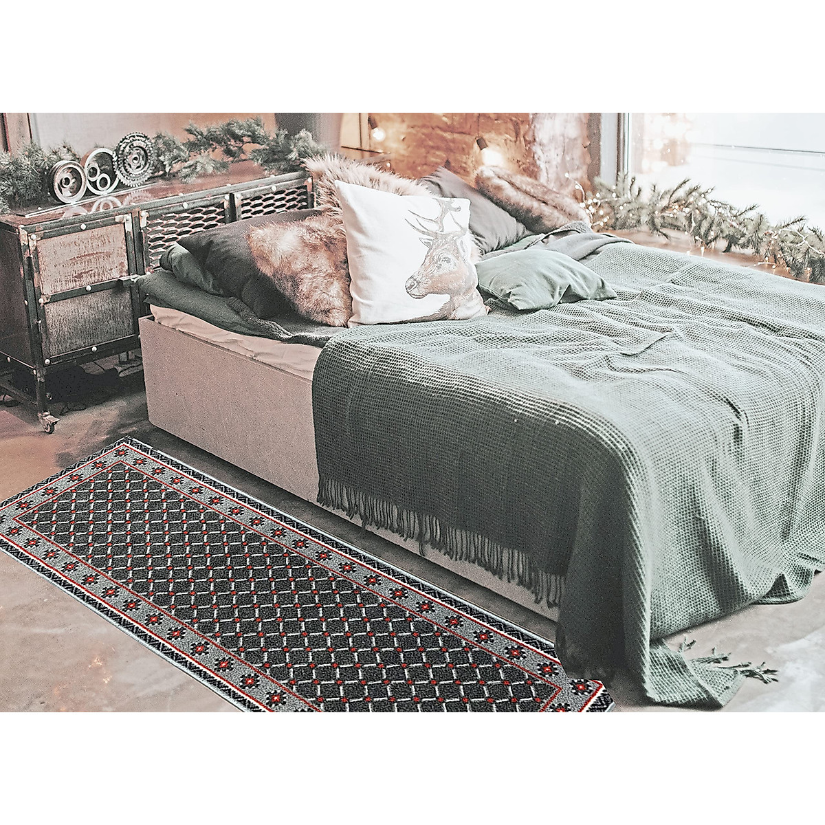 Gloria Non-Slip Rubber Back Kitchen Rug Set 2 Pieces Set 20"X30" & 20"X59" (Modern, Kitchen1992)