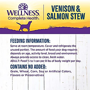 Wellness Thick & Chunky Natural Canned Dog Food, Venison & Salmon Stew, 12.5-Ounce Can (Pack of 12)