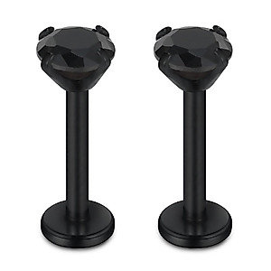 SCERRING 6PRS(12pcs) 16G 4mm Mix Color CZ Internally Threaded Labret Monroe Lip Ring Tragus Nail Helix Earring Stud Piercing Jewelry Bar Length 6mm