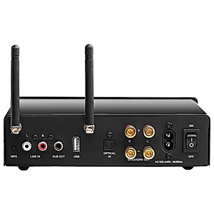 Nero Stream 200W App Controlled Power Amplifier, 2 Channel Class D, Built-in DAC, WiFi Bluetooth Optical USB RCA Inputs - OSD Audio