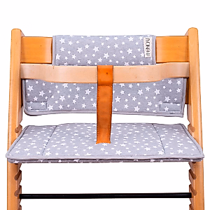 JYOKO Kids Cushion Made Cotton 100% Compatible with Stokke Tripp Trapp high Chair (White Star)