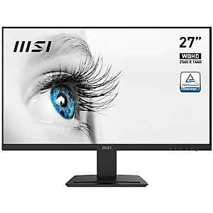 MSI Pro MP273QV, 27" Monitor, 2560 x 1440(QHD) VA, 75Hz, TUV Certified Eyesight Protection, 1ms, Displayport, HDMI, Tilt, Black