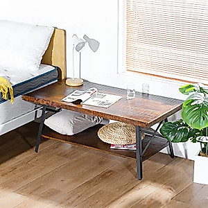 Olee Sleep Cocktail Table with Metal Legs, Rustic Brown