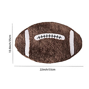 XIZHI 22" Rugby Plush Pillow Fluffy Durable Stuffed Football Throw Pillow Ball Sports,Ball Pillow Soft Durable Sports Toy Sofa Room Decoration Soft Sports Toy Gift (Brown)