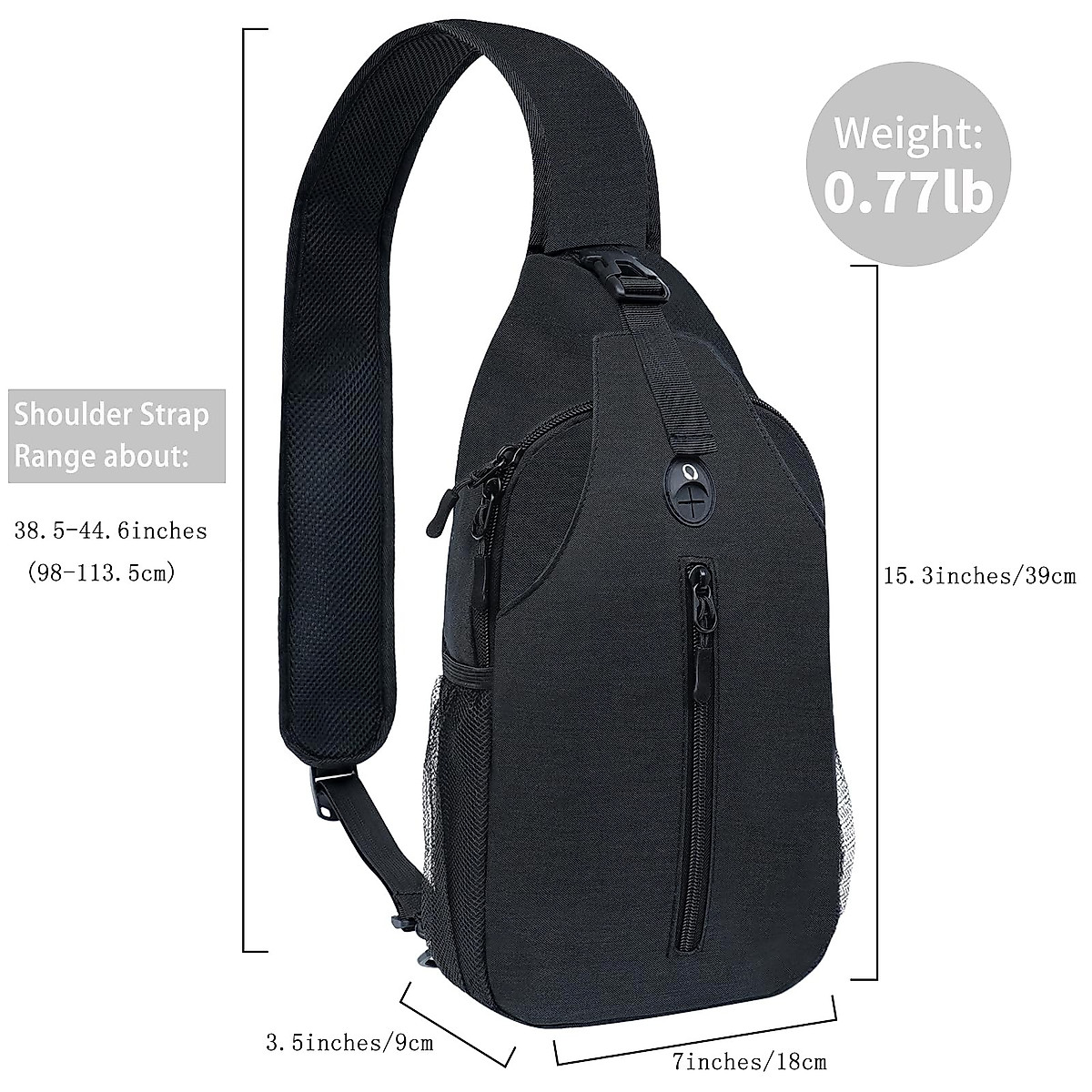 Sling-Bag Crossbody-Bag Women-Men Backpack-Daypack - Hiking Chest Travel with Water Bottle Pocket Portable Hiking Daypacks For Women Black