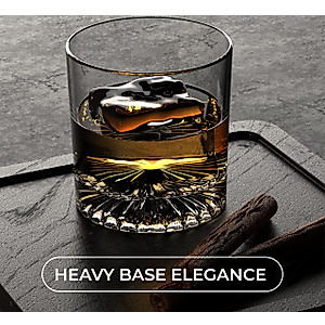 GLORAMA Old Fashioned Whiskey Glasses - Set of 4, 10oz Lead-Free Premium Crystal, Heavy Base Glass for Scotch, Bourbon, Whisky, Cocktails. Elegant Drinkware for Men’s Gifts & Home Bar Essentials